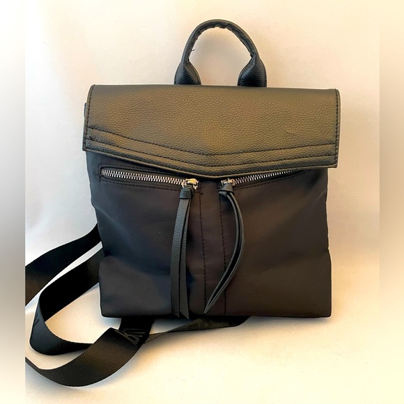 Botkier | Bags | Botkier New York Black Nylon Backpack W Leather Flap ...